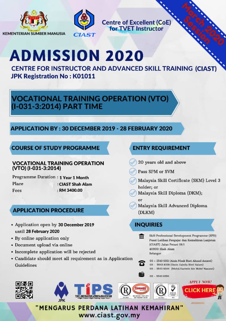 VOCATIONAL TRAINING OPERATION (VTO) (I-031-3:2014) : CIAST